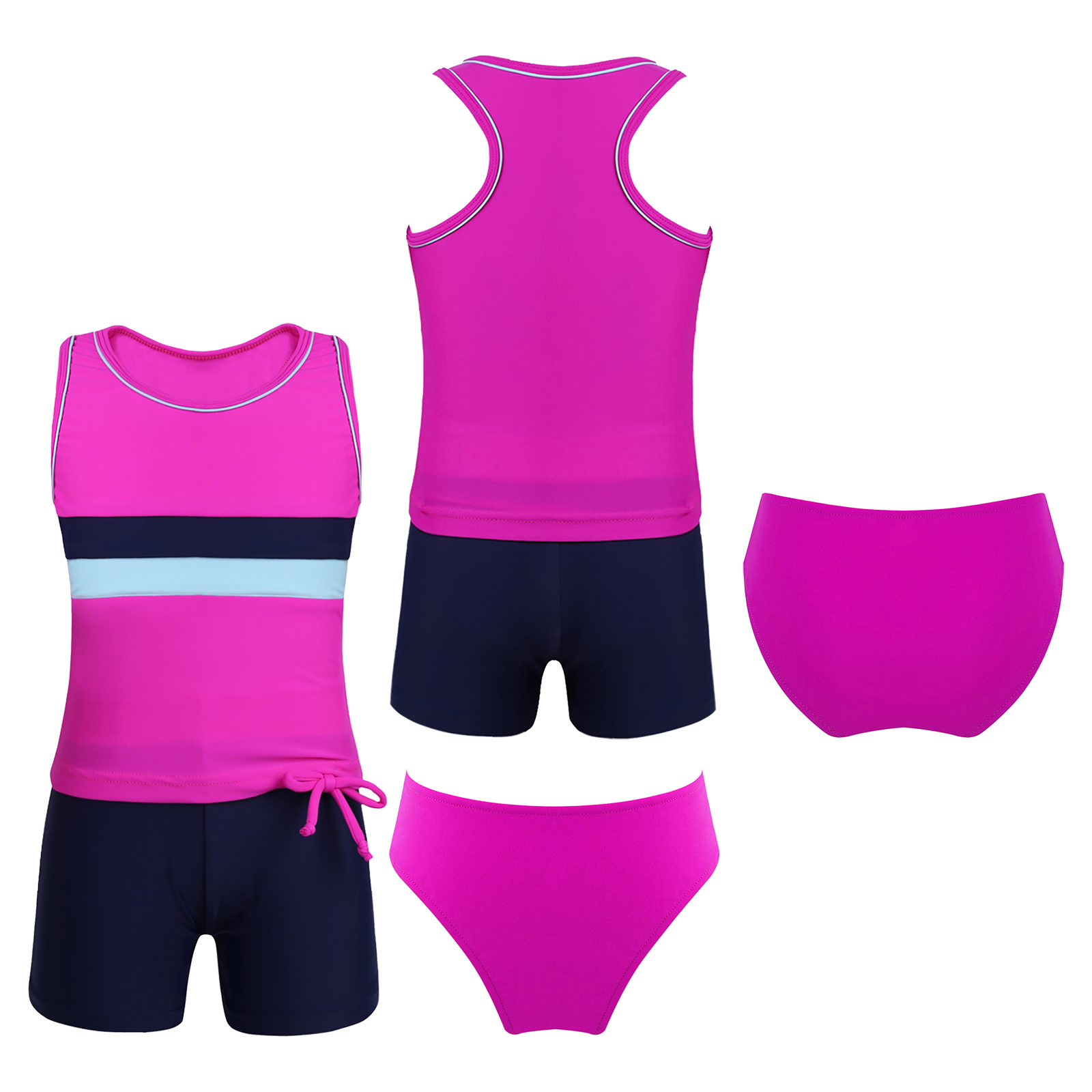 renvena Girls Racerback Bikini Brief Boyshorts Rash Guard Swimsuit 3 ...