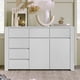 Storage Dresser with 6 Drawers and 2 Level Cabinet,Off White Simple ...