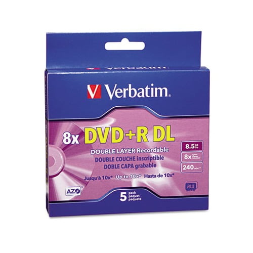 Dual-Layer DVDR Discs 8.5GB, 8x, w/Jewel Cases, 5/Pack, Silver ...