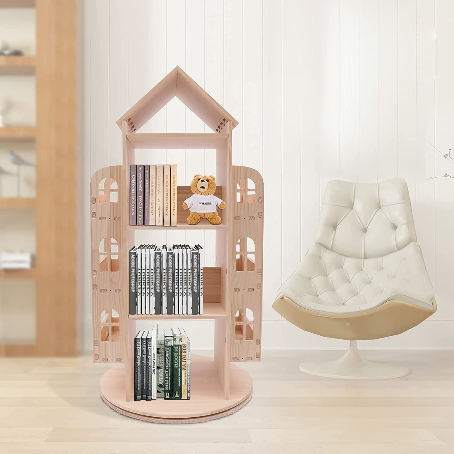 Miumaeov 360°Rotating Bookshelf Bookcase Storage Shelf Freestanding ...