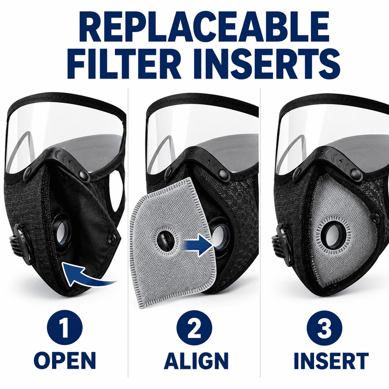 Reusable Carbon Filter Dust Mask with Adjustable Goggles, 5-Layer ...