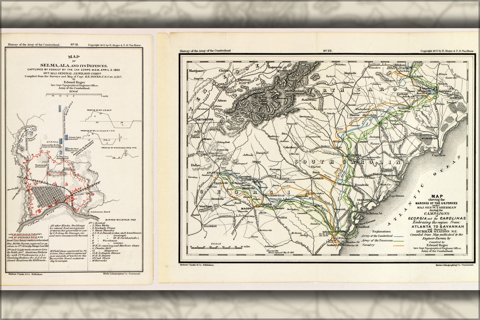 24"x36" Gallery Poster, map of Selma, Alabama & shermans march ...