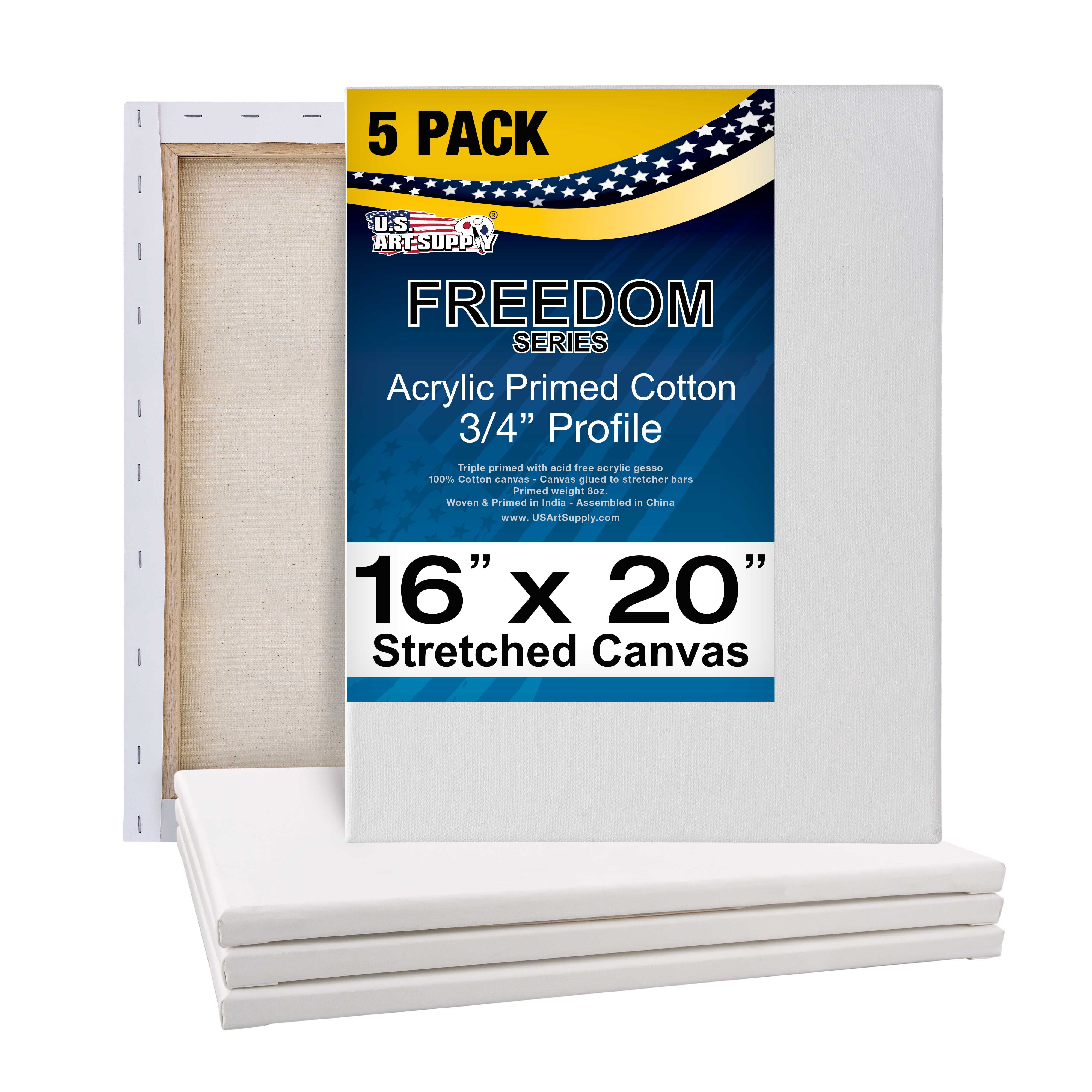 U.S. Art Supply 16 x 20 inch Stretched Canvas Super Value 5-Pack ...