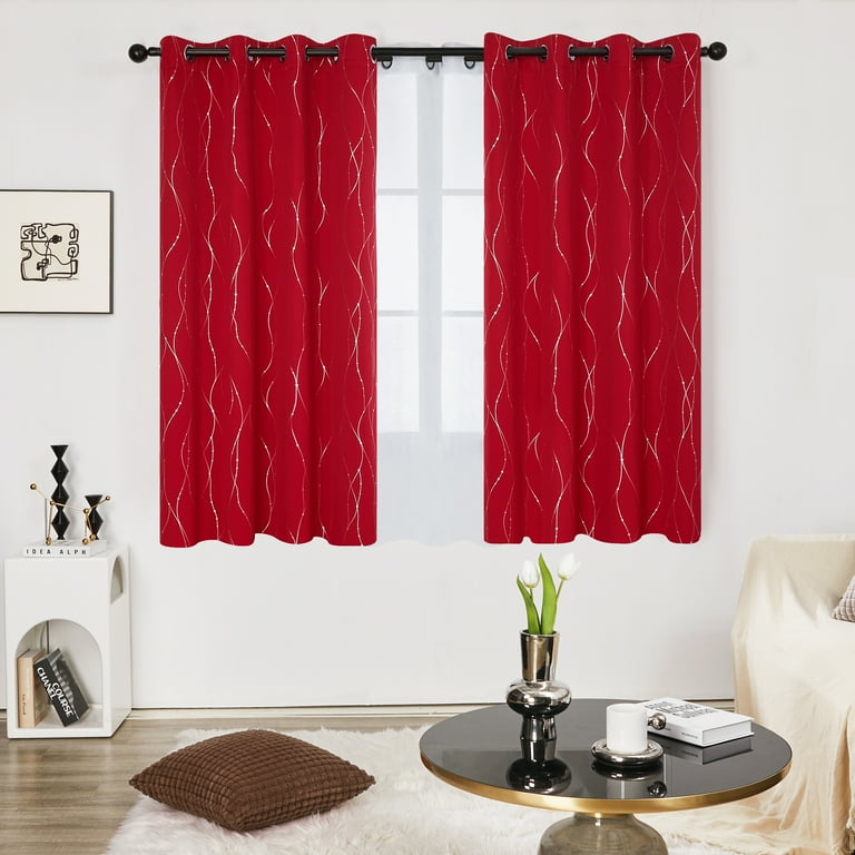 Red Patterned Curtains Living Room