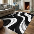 Abstract 3D Striped Area Rug, Modern Design Carpet, Washable Non Slip ...