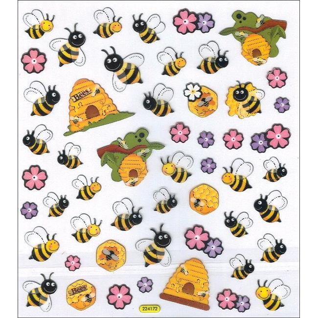 Multicolored Stickers-Spring Bees & Hives - Walmart.com
