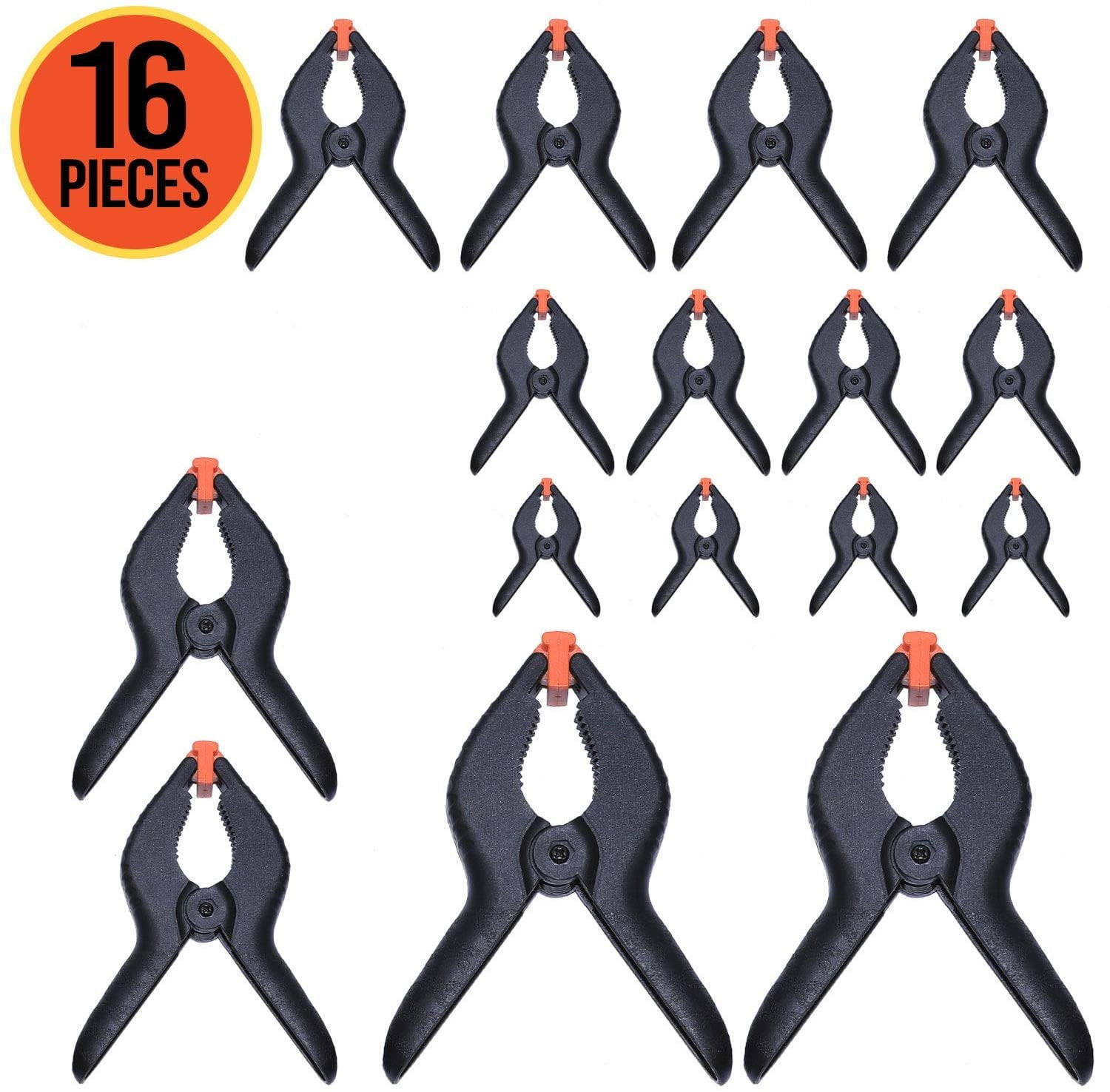 Wellmax 16 Piece Heavy Duty Nylon Spring Clamps Set, 5 Sizes Variety ...