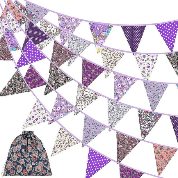 Banderines de tela de 40 pies, banderines vintage para fiesta, color ...