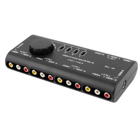 Black 3-Way Audio Video AV RCA Switch Selector Box Splitter w 1M Cable ...