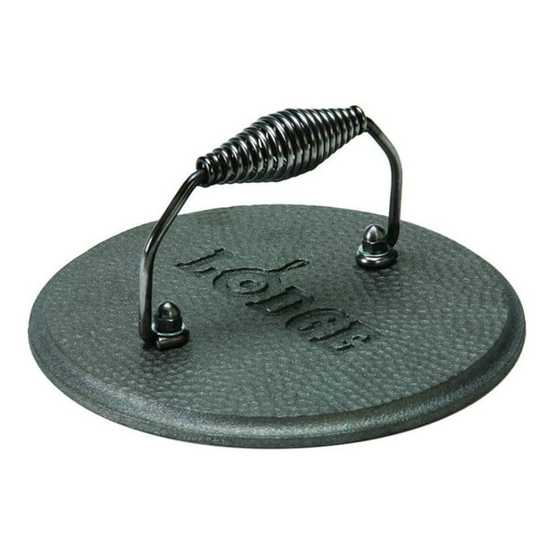 Lodge Logic LGPR3 Pre Seasoned Round Cast Iron Grill Press 7 in OD ...
