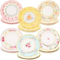 48-Pack Disposable Floral Party Plates for Dessert, Pretty Design (7 ...