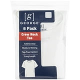 George Men's Crew T-Shirts 6-Pack, Ultra-Soft Ringspun Cotton, Moisture ...