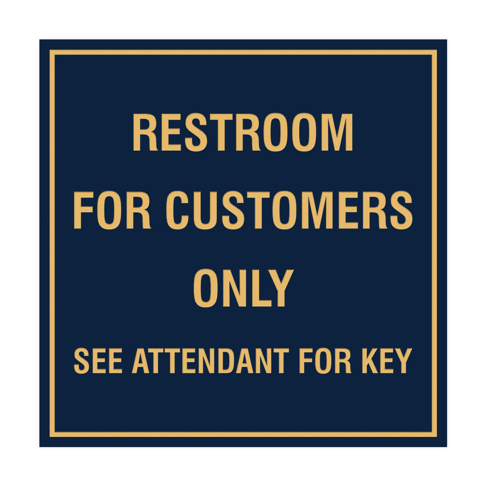Square Restroom For Customers Sign (Navy Blue/Gold) - Large - Walmart.com