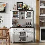 Homcom Wooden Kitchen Buffet with Large Countertop, 3-Door Cabinet, and ...