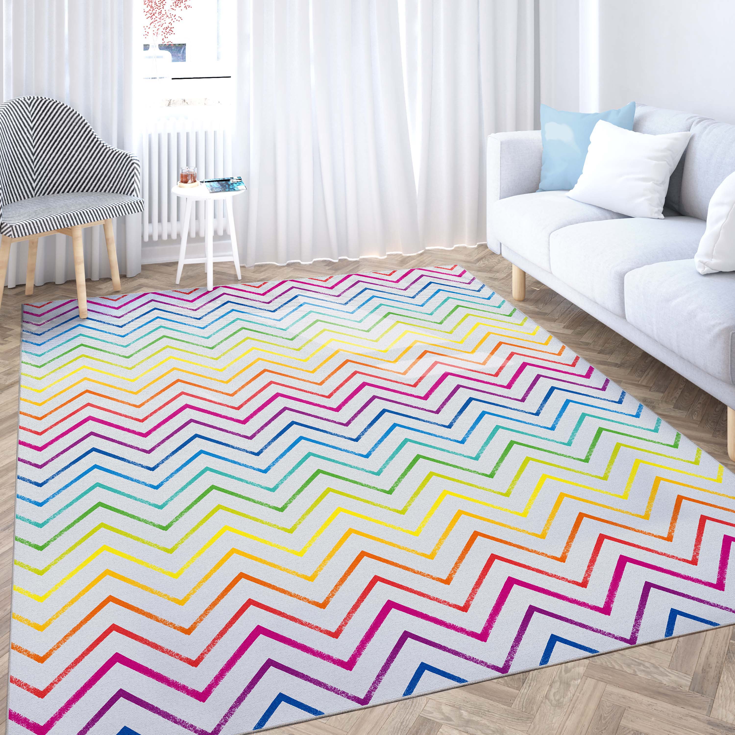 Crayola Collection By Well Woven Zig Zag Multicolor 5' x 7' Area Rug ...