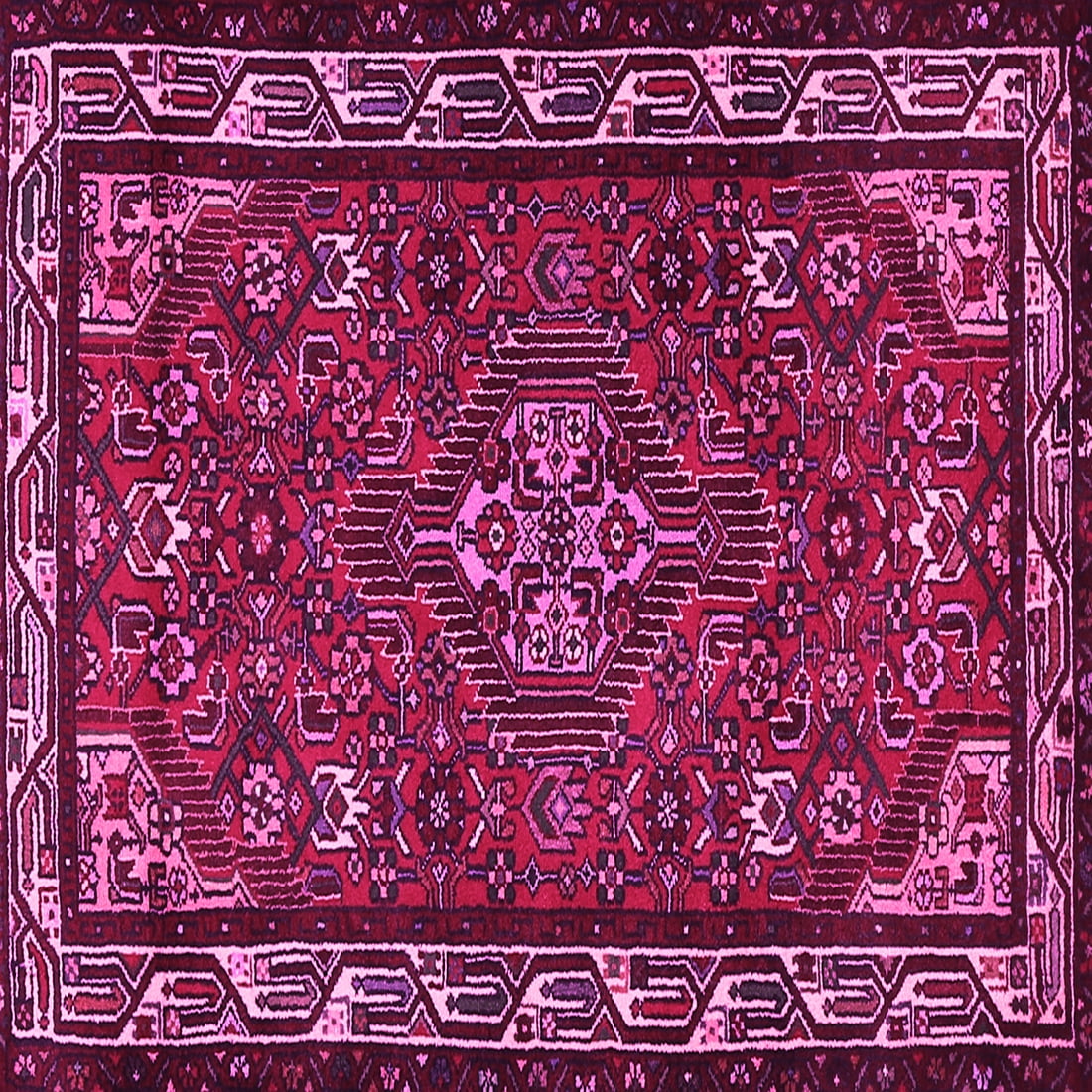 Ahgly Company Indoor Square Persian Pink Traditional Area Rugs, 6 ...