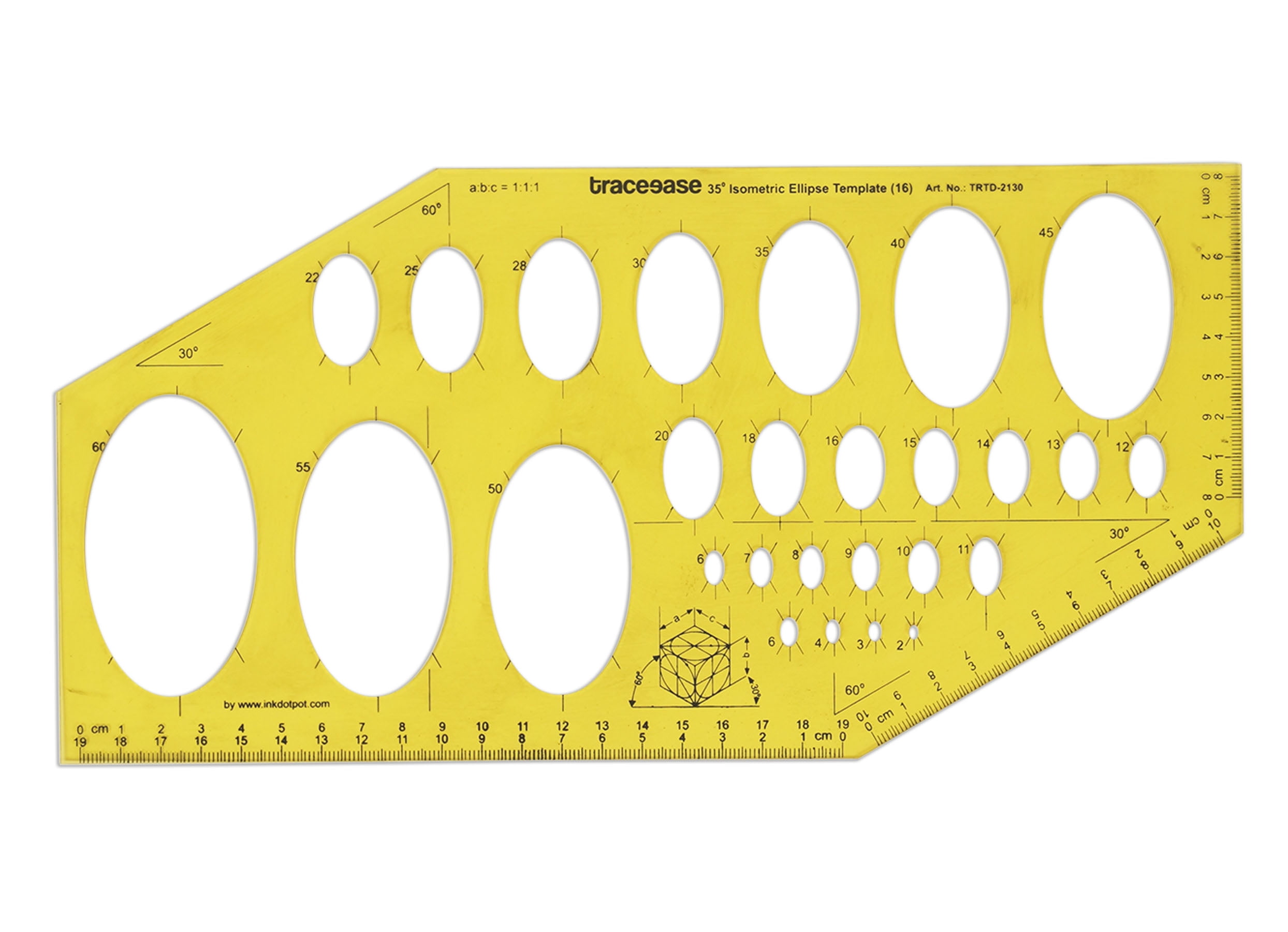 Traceease Geometric Drafting 35 Isometric Ellipse Template Drawing ...