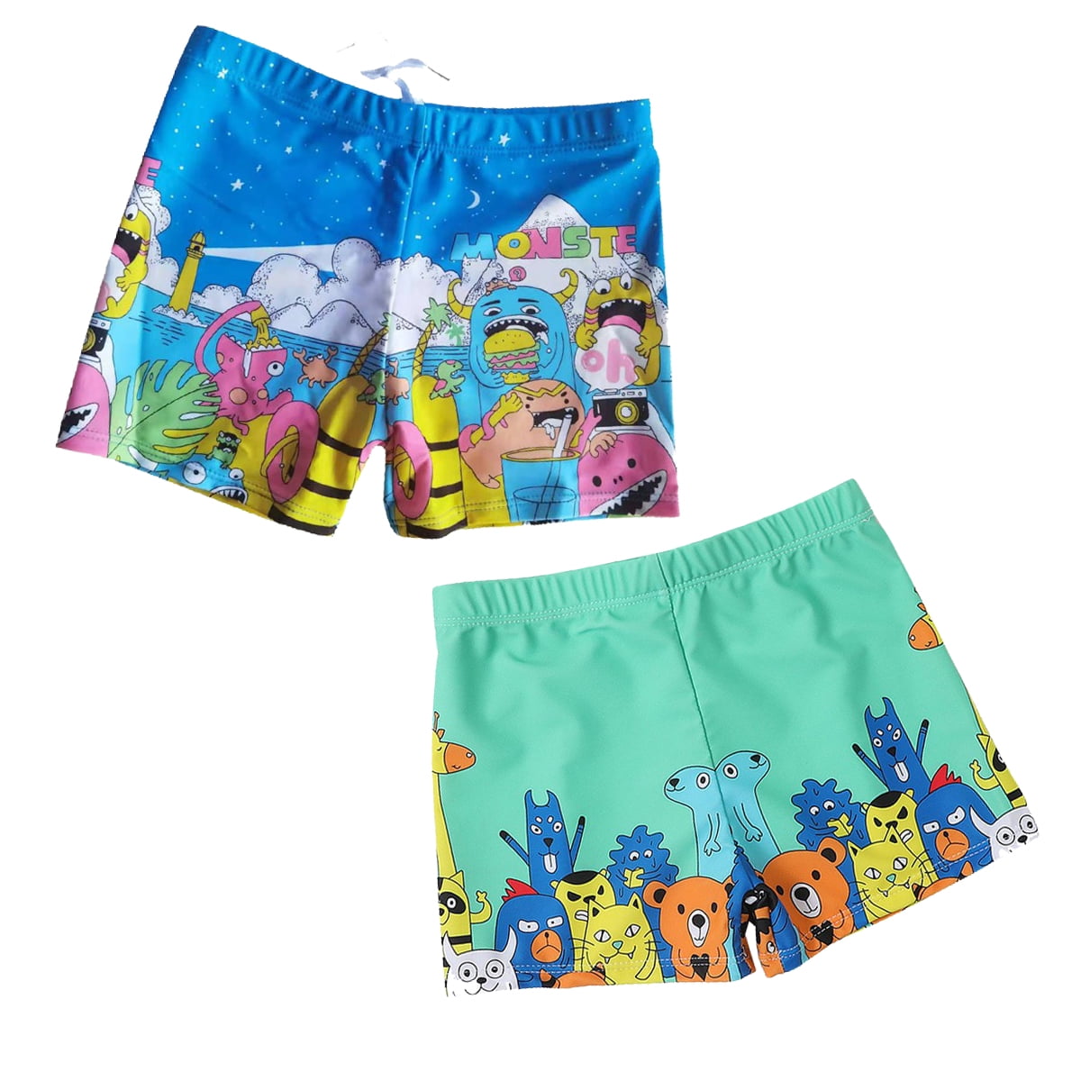 2PACK Kids Boys Swim Trunk Cartoon Boys Swimming Trunks Quick Dry Sun ...