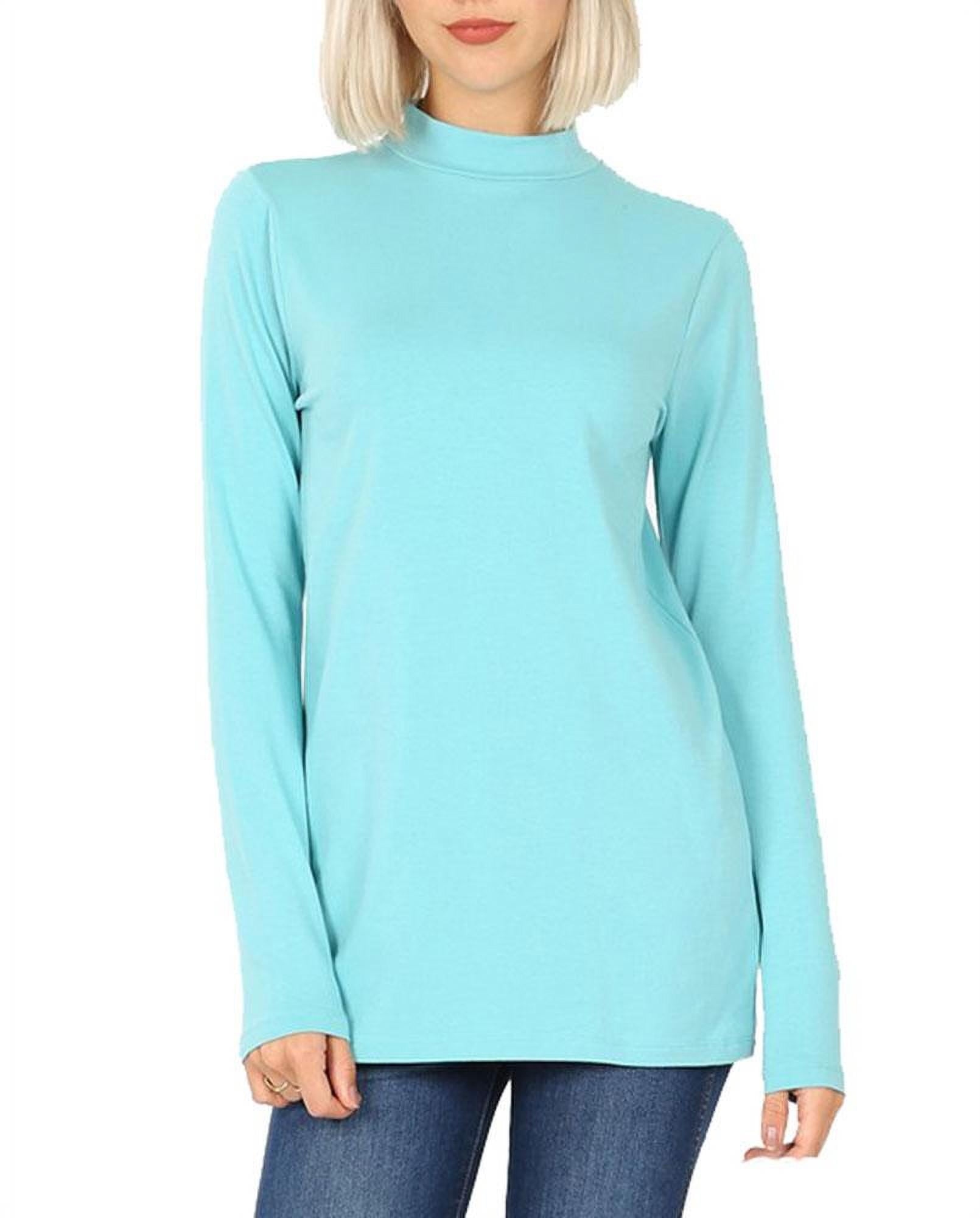 Womens Long Sleeve Cotton Mock Neck Turtleneck Top - Walmart.com