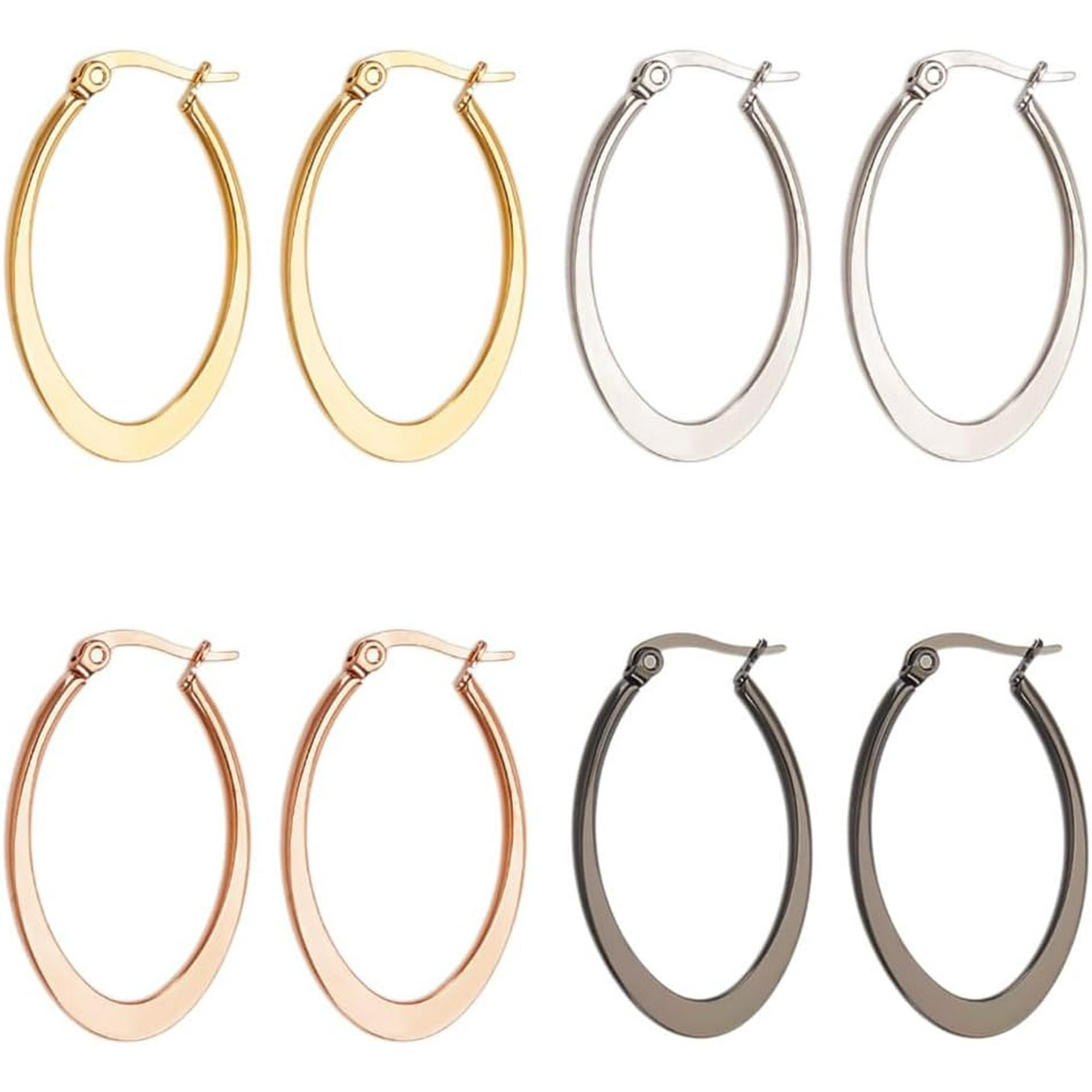 Click here for Nobrand 4 Pairs 4colors Cute Oval Hoop Earrings 34... prices