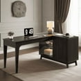 57-Inch L-Shaped Corner Desk - 41"W×19.6"D Work Surface, 2 Open Shelves ...
