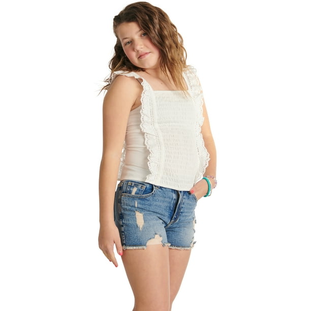 Justice Girls Smocked Ruffle Garment Dye Tank Top, Sizes XS-XLP ...