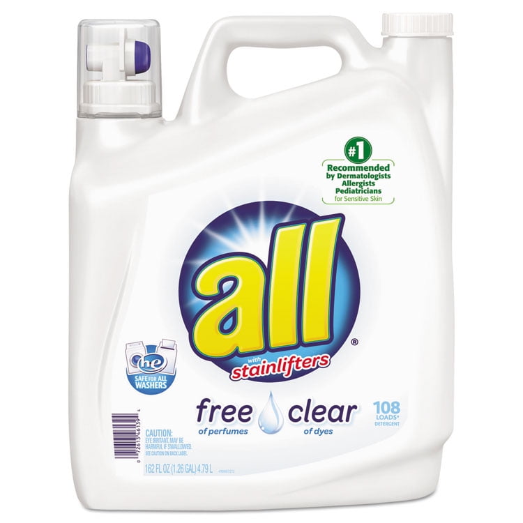 All Free Clear 2x Liquid Laundry Detergent, Unscented, 162 Oz Bottle, 2 ...
