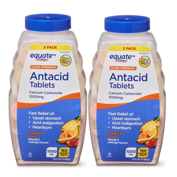 Equate Ultra Strength Antacid Tablets, Tropical Fruit, Twin Pack, 160 ...