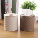 Imitation Rattan Round Tissue Box Single Roll Cover & Dispenser for ...