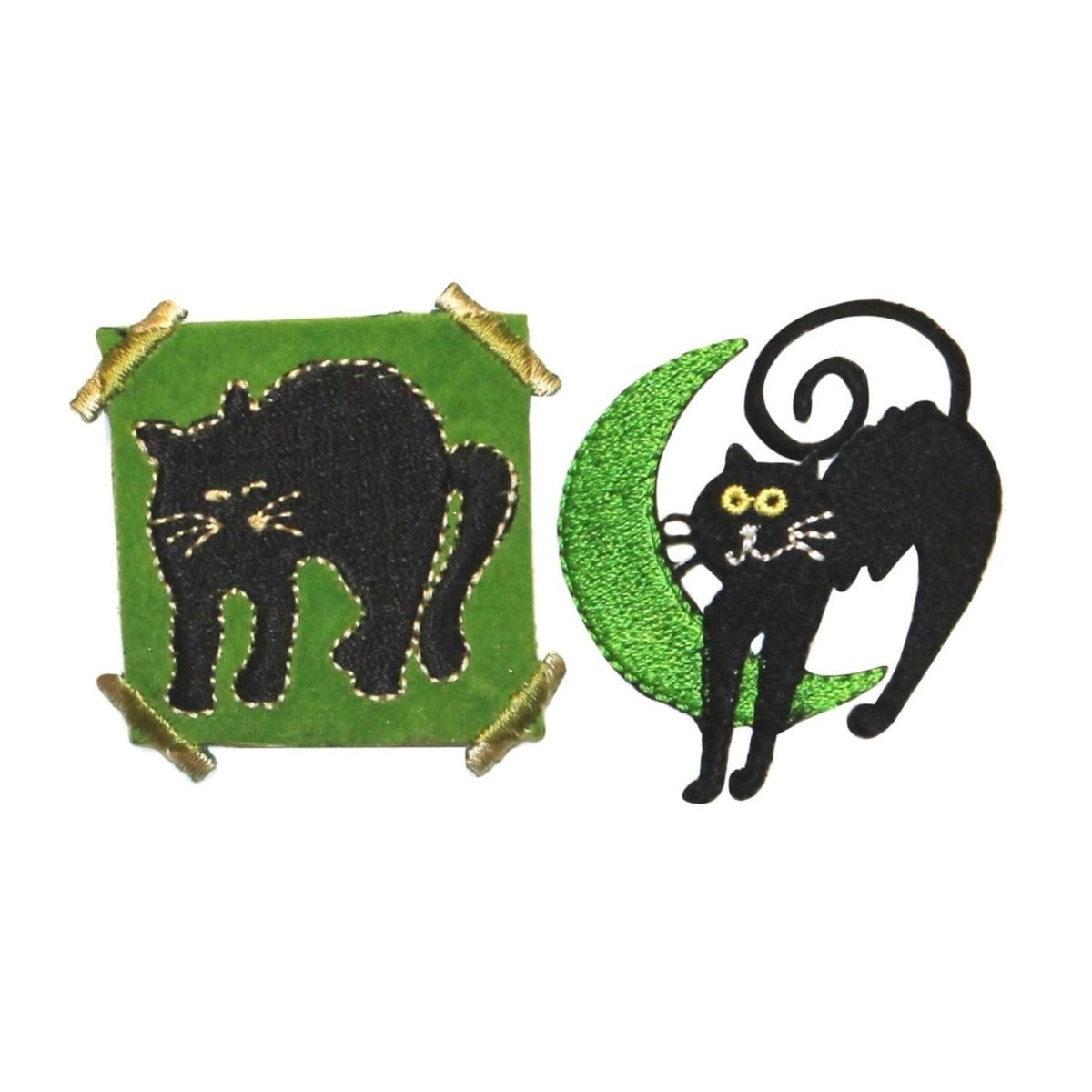 ID 0914AB Set of 2 Black Cat Patches Halloween Kitty Embroidered IronOn Applique - Walmart.com