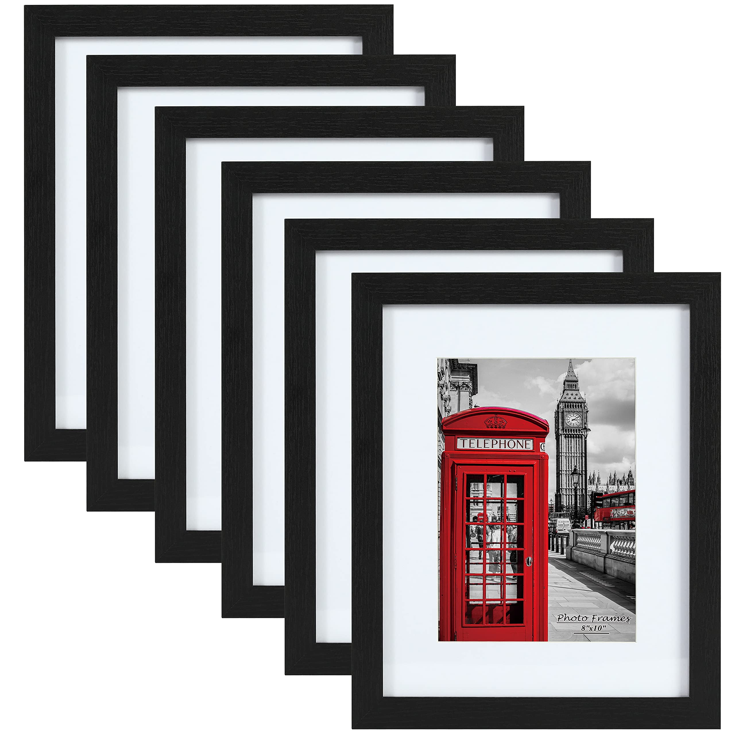 8x10 Picture Frame Set of 6, Display Pictures 5x7 with Mat or 8x10 ...