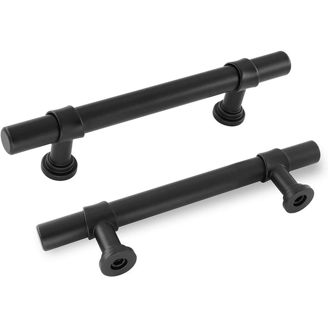 Goldenwarm 10 Pack Kitchen Cabinet Handles Matte Black Pulls 3-1/2inch Hole Centers Hole Centers ...