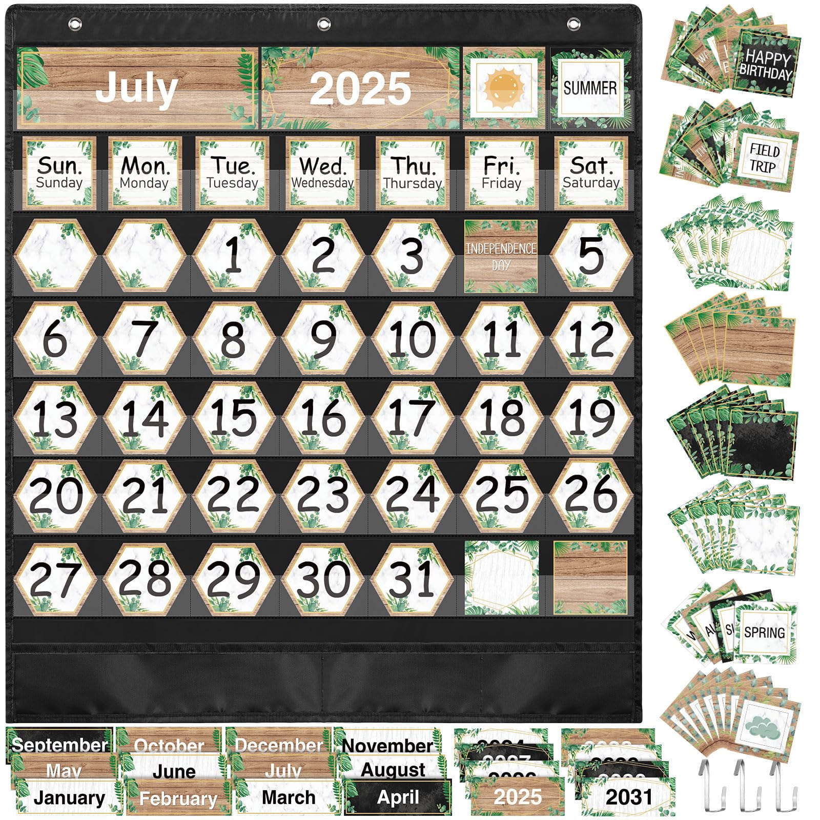 Set de calendarios y gráficos de bolsillo Fulmoon Classroom con 119 ...