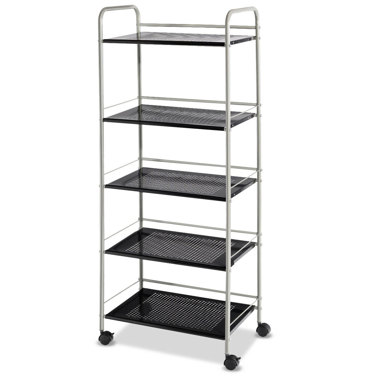 Costway 5 Tiers Garage Kitchen Storage Cart Rack Mesh Shelf Utility ...