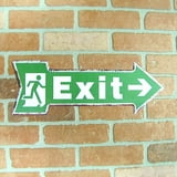 Vintage Metal Emergency Fire Exit Arrow Sign Embossed Home Bar Pub Man ...