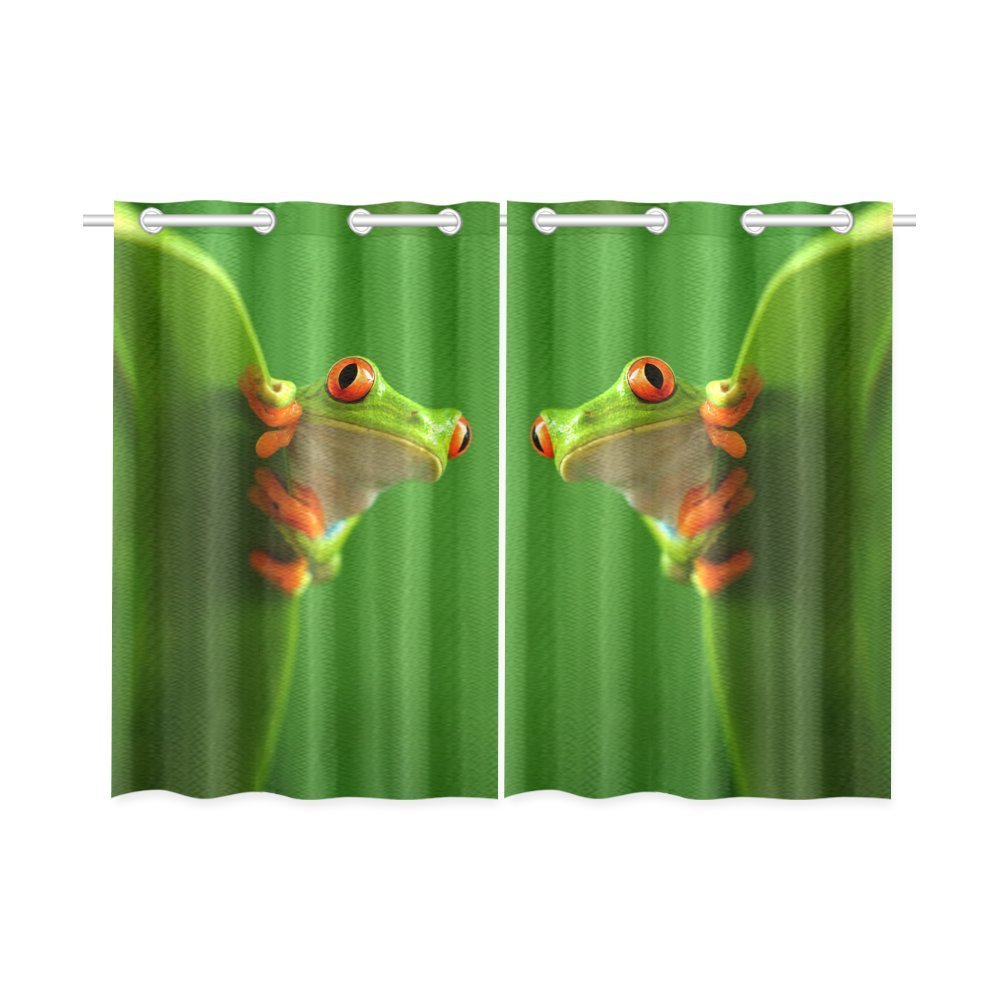 MYPOP Frog Window Curtain Kitchen Curtain 26x39 inches (Two Piece ...