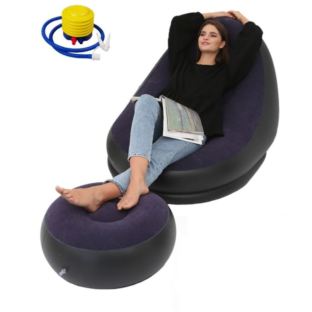 PVC Puff Up Lounger Bed Tatami with Footstool Lazy Couch Bag Inflatable ...