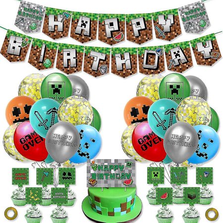 Minecraft Birthday Decoration Happy Birthday Banner Game Party Supplies ...