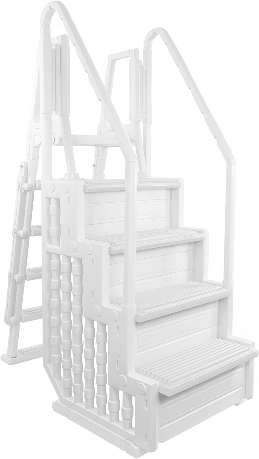 Aqua Select Everest Swimming Pool Step and Outside Flip Up Ladder ...