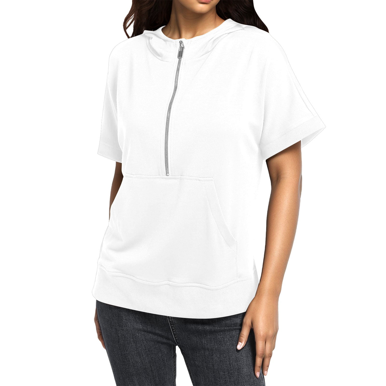 Click here for Linyuppp Womens Casual Short Sleeve Zippered Hoode... prices
