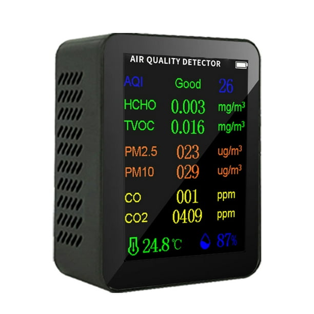 Detector Del Aire 10 en 1 Detector Formaldehído Detector Dióxido Carbono Alarma PM2.5 TVOC ...