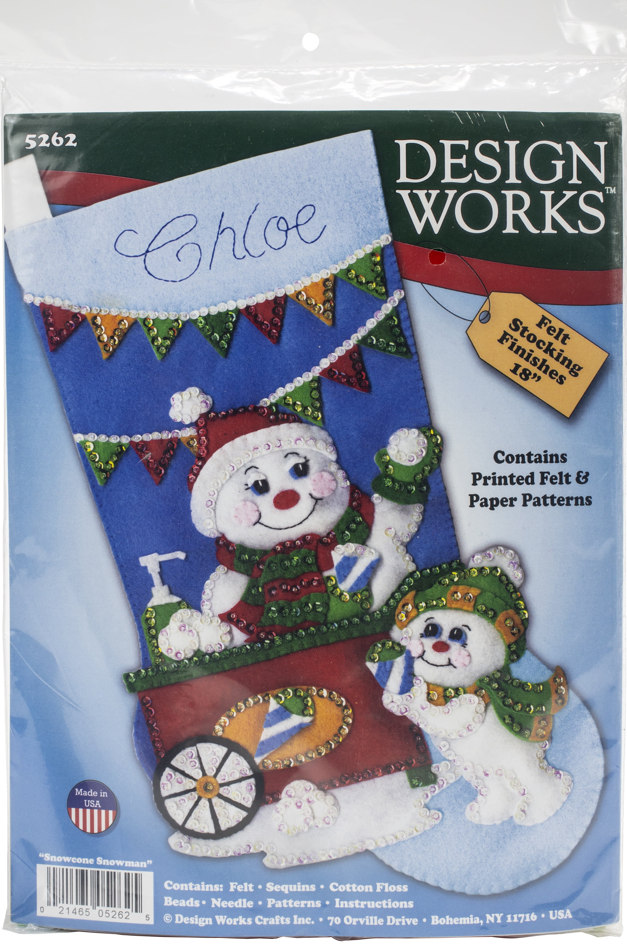 Design Works Felt Stocking Applique Kit 18" Long-Snow Cone Snowman ...