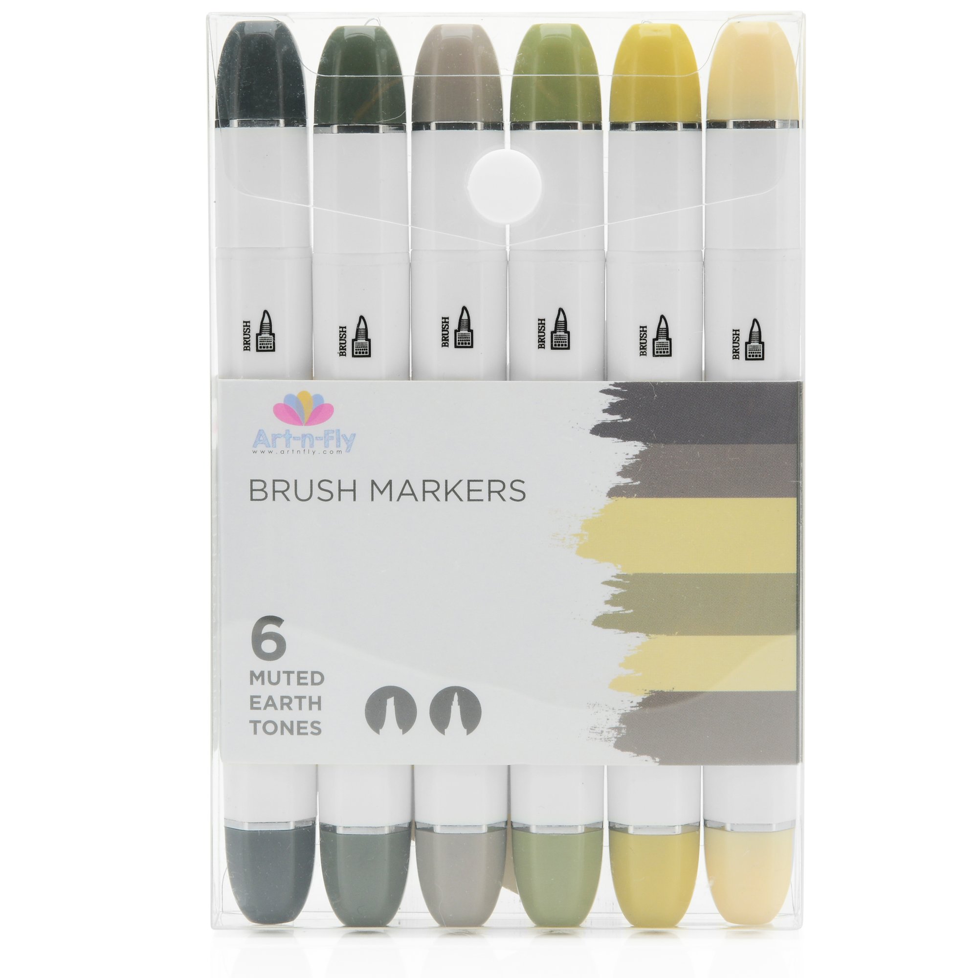 Professional Brush Tip Markers Set of 6 Earth Tone Markers for Outdoor ...