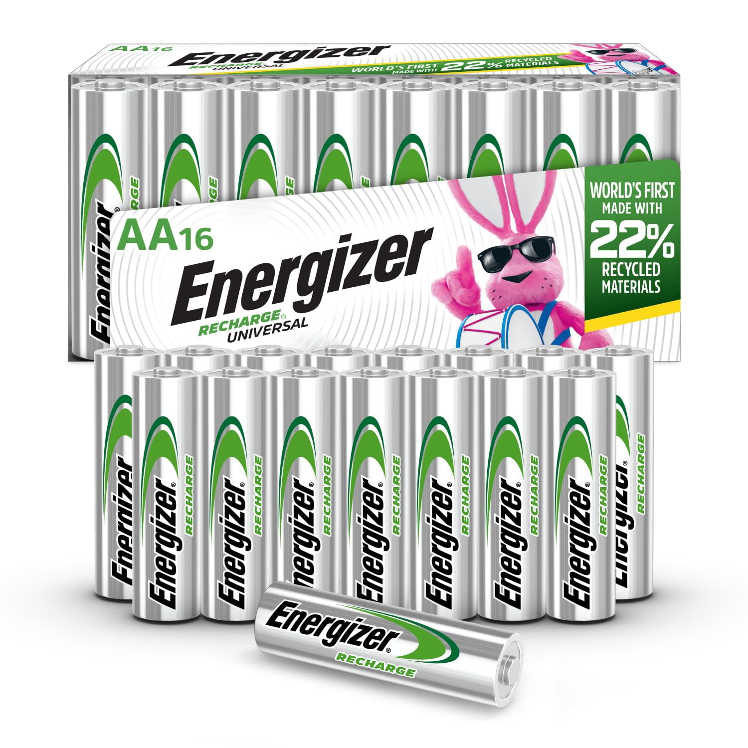 Energizer Recharge Universal Rechargeable AA Batteries (16 Pack ...