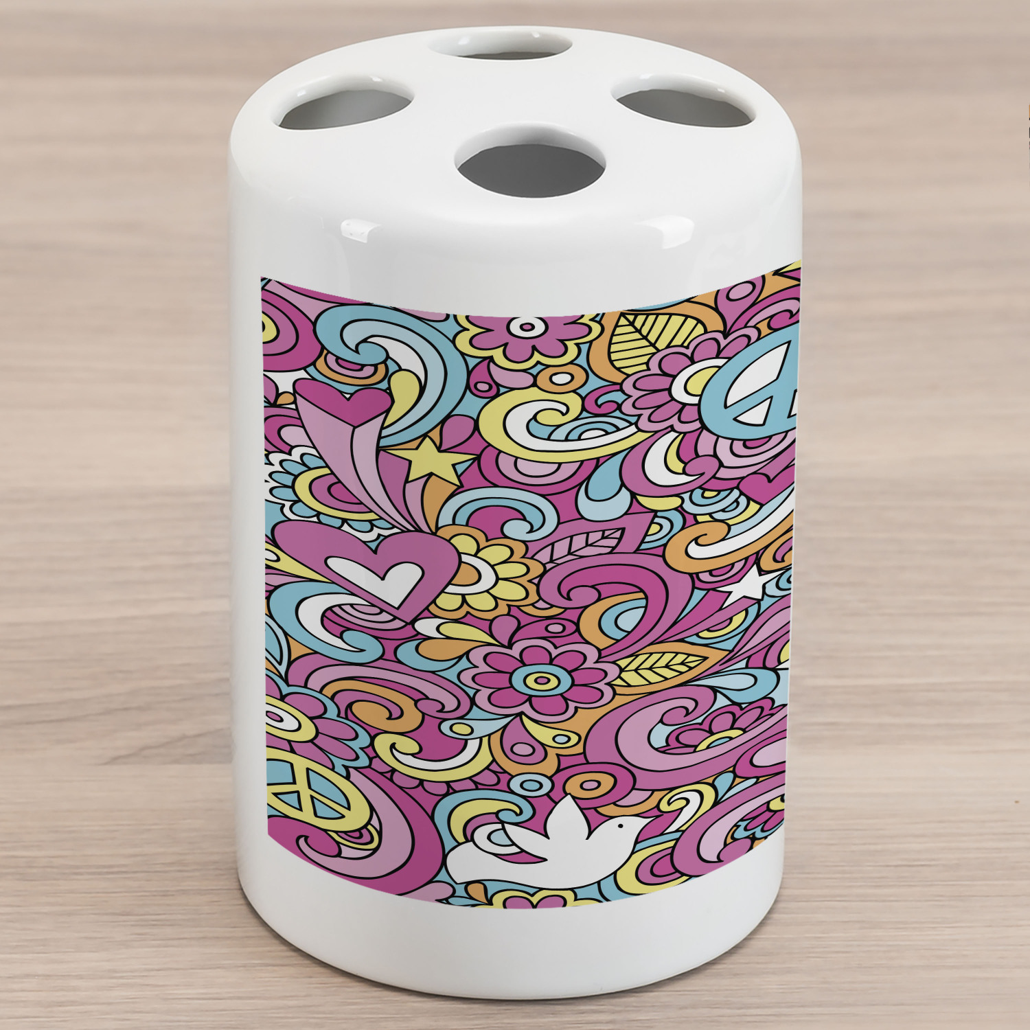 Groovy Ceramic Toothbrush Holder, Psychedelic Complex Funky Pastel ...