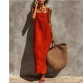 Black Solid Color Loose Sleeveless Backless Maxi Slip Dress For Women ...