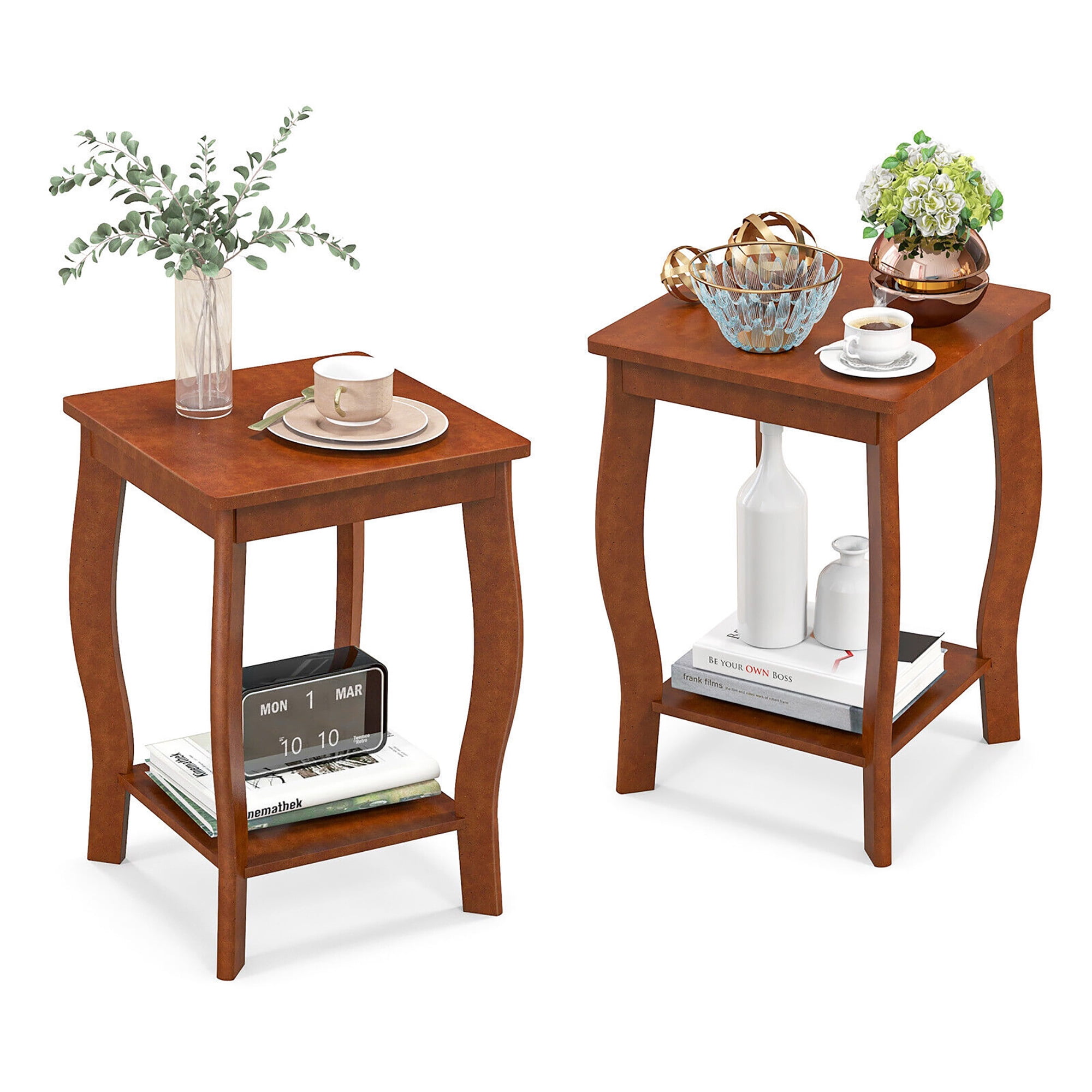 Click here for Gymax 2-Tier Square End Table Set Of 2 Narrow Sofa... prices