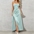 Angala Women Dresses Summer Halter Maxi Dresses Solid Sleeveless Side ...