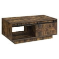 Chickanaw Rustic Oak Coffee Table with Sliding Barn Door - Walmart.com