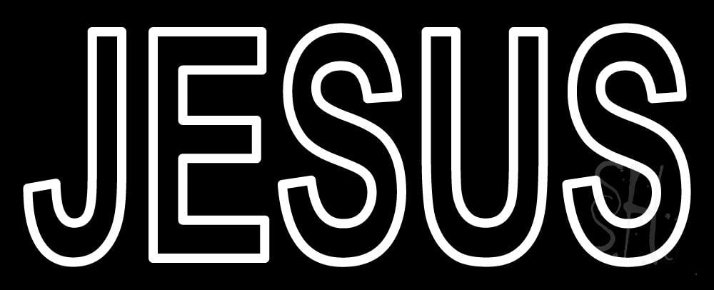 Jesus Block LED Neon Sign 13" Tall x 32" Wide - inches Black Square Cut ...